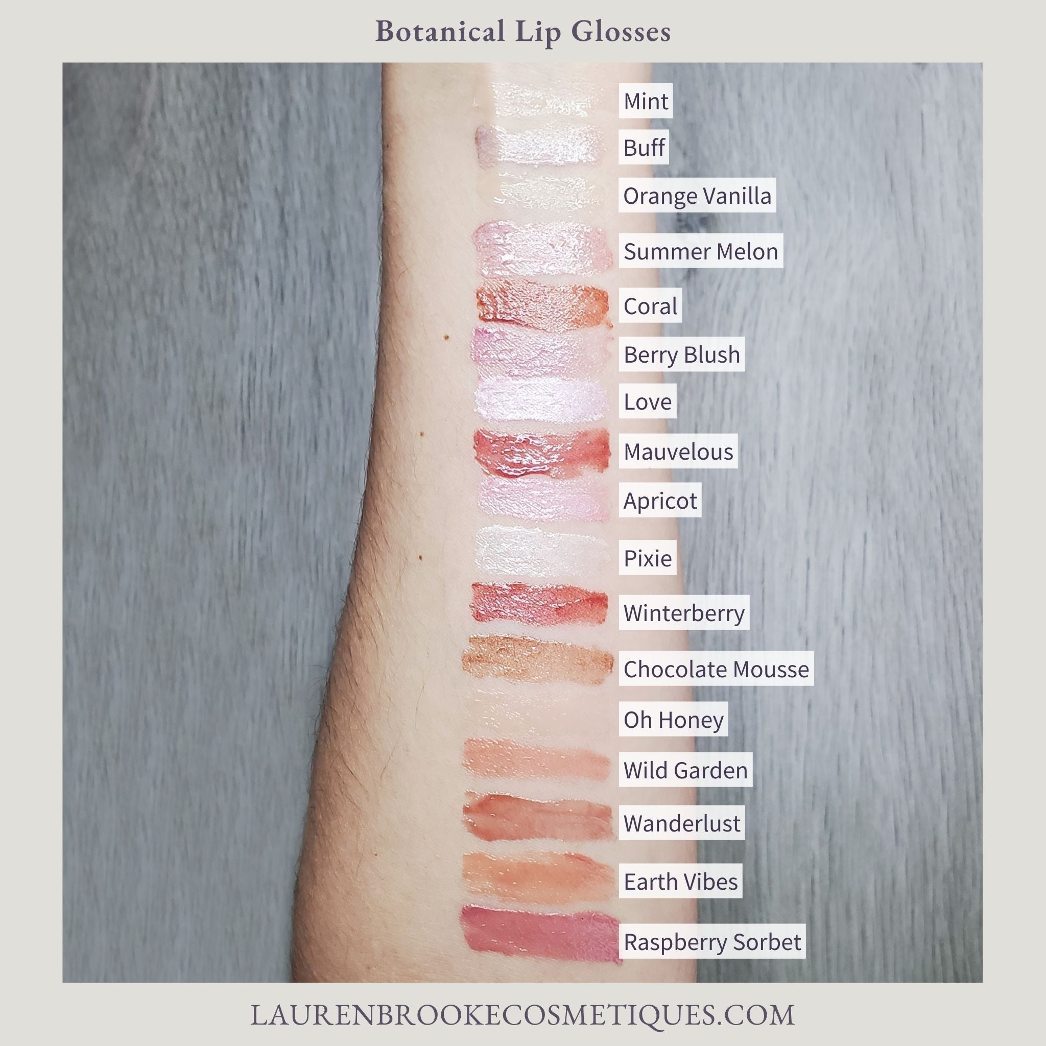 All Natural Botanical Lip Gloss. Un-sticky, Scented, Shiny & Shimmery